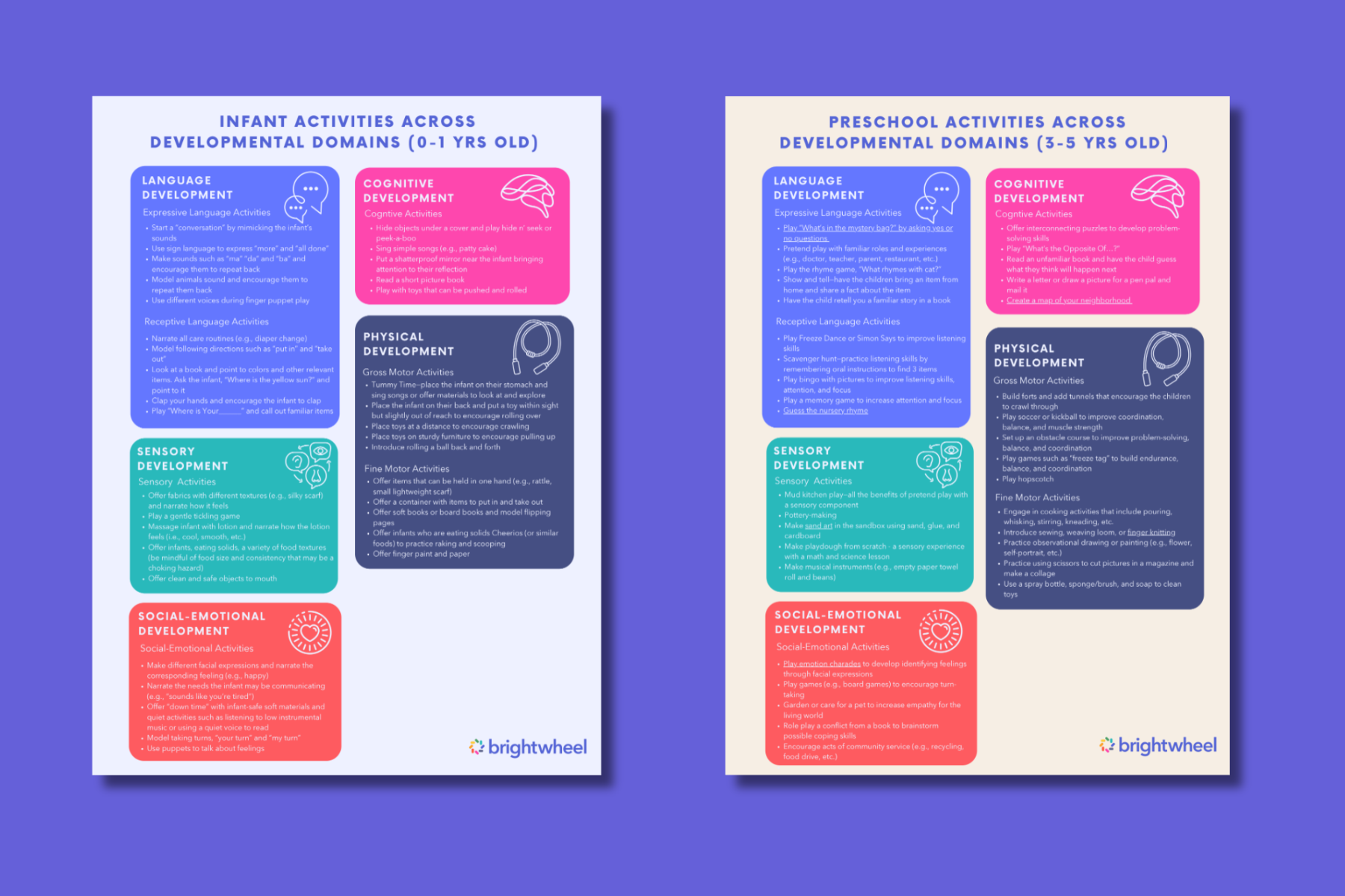 Activities Across Developmental Domains for Childcare Programs