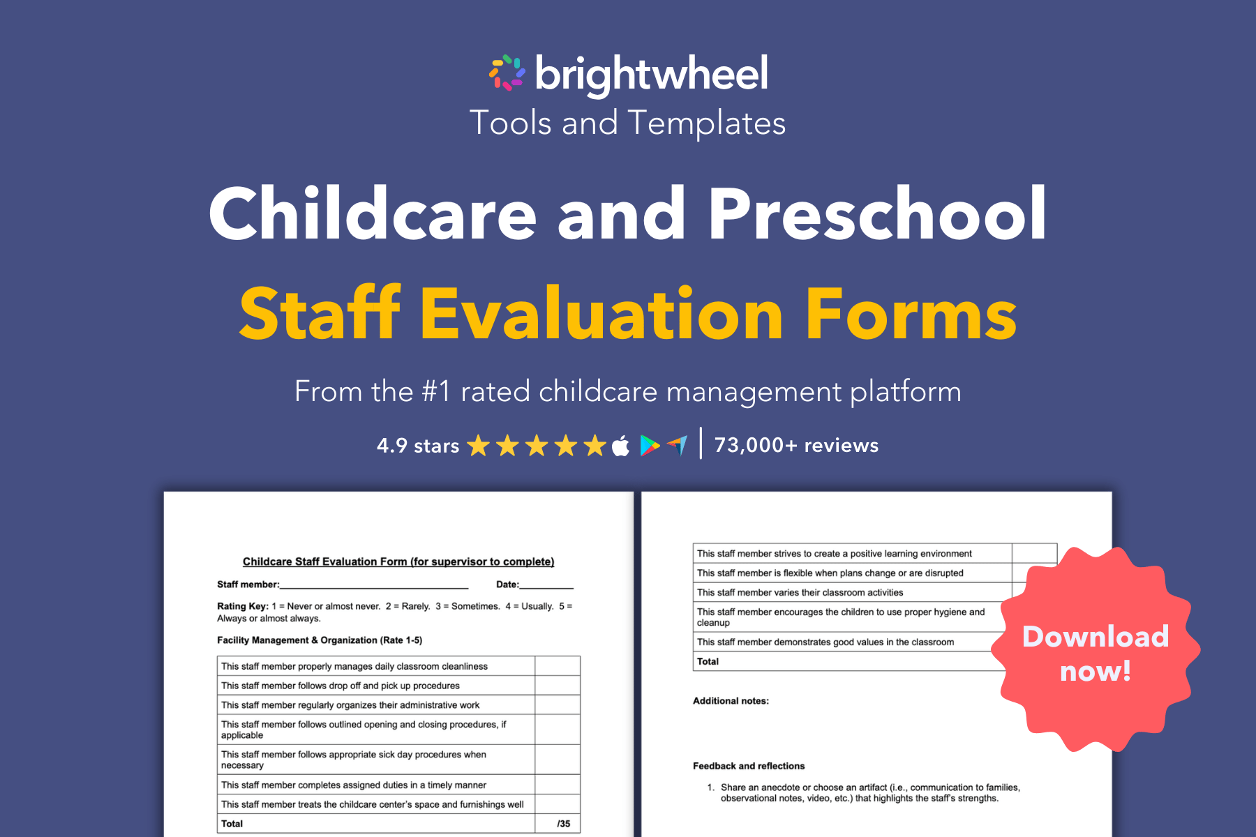 Staff Evaluation Forms for Childcare and Preschool