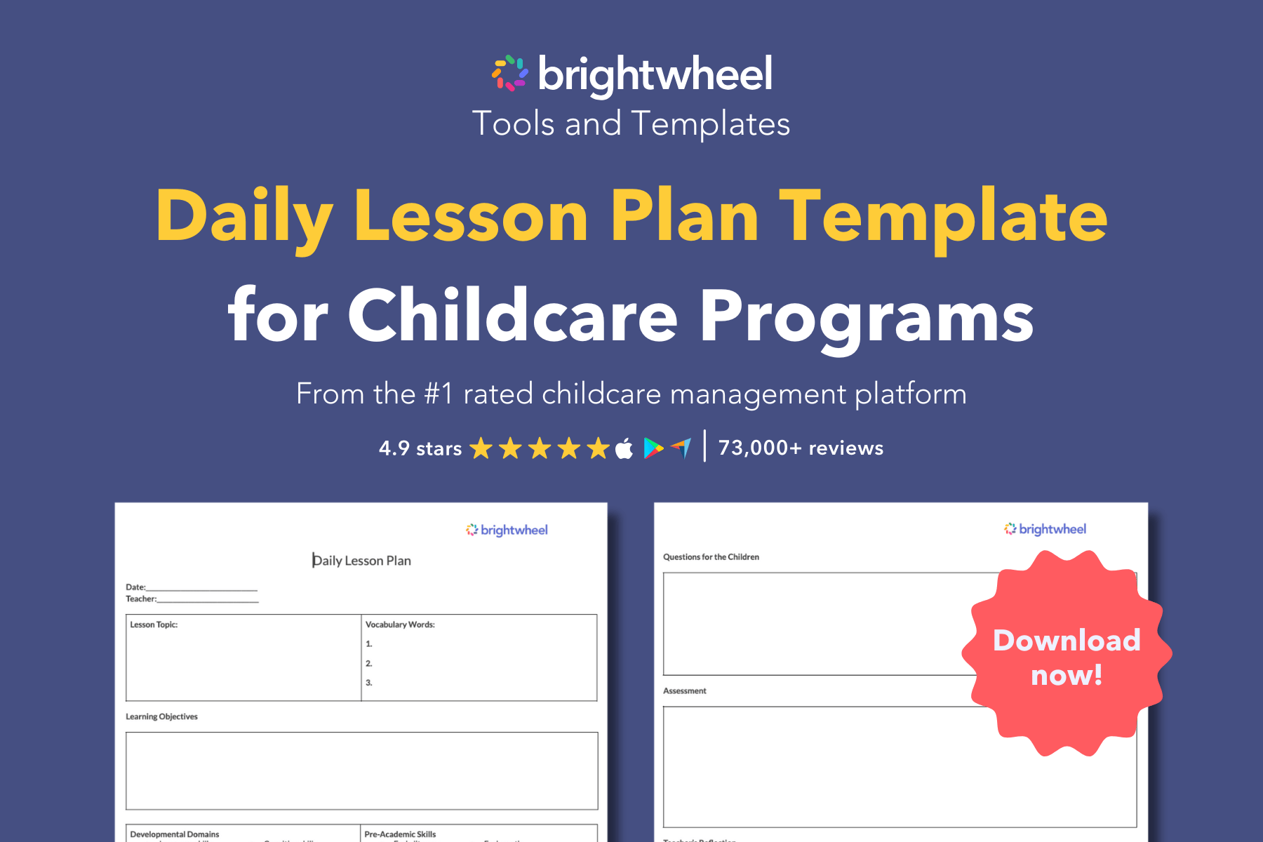 Free Daily Lesson Plan Template for Childcare and Preschool