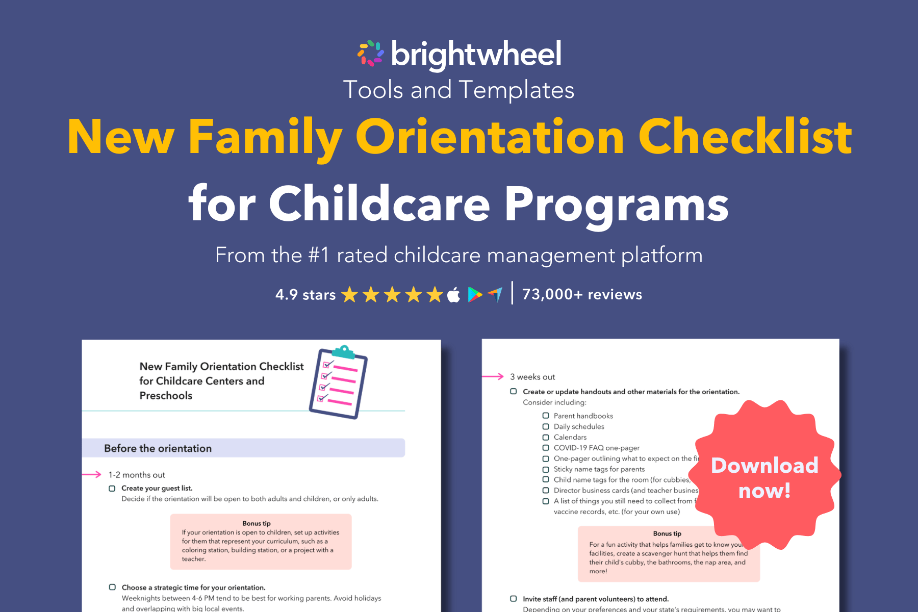 New Family Orientation Checklist for Childcare and Preschools