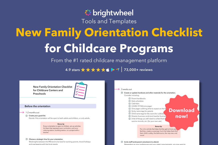 New Family Orientation Checklist for Childcare and Preschools