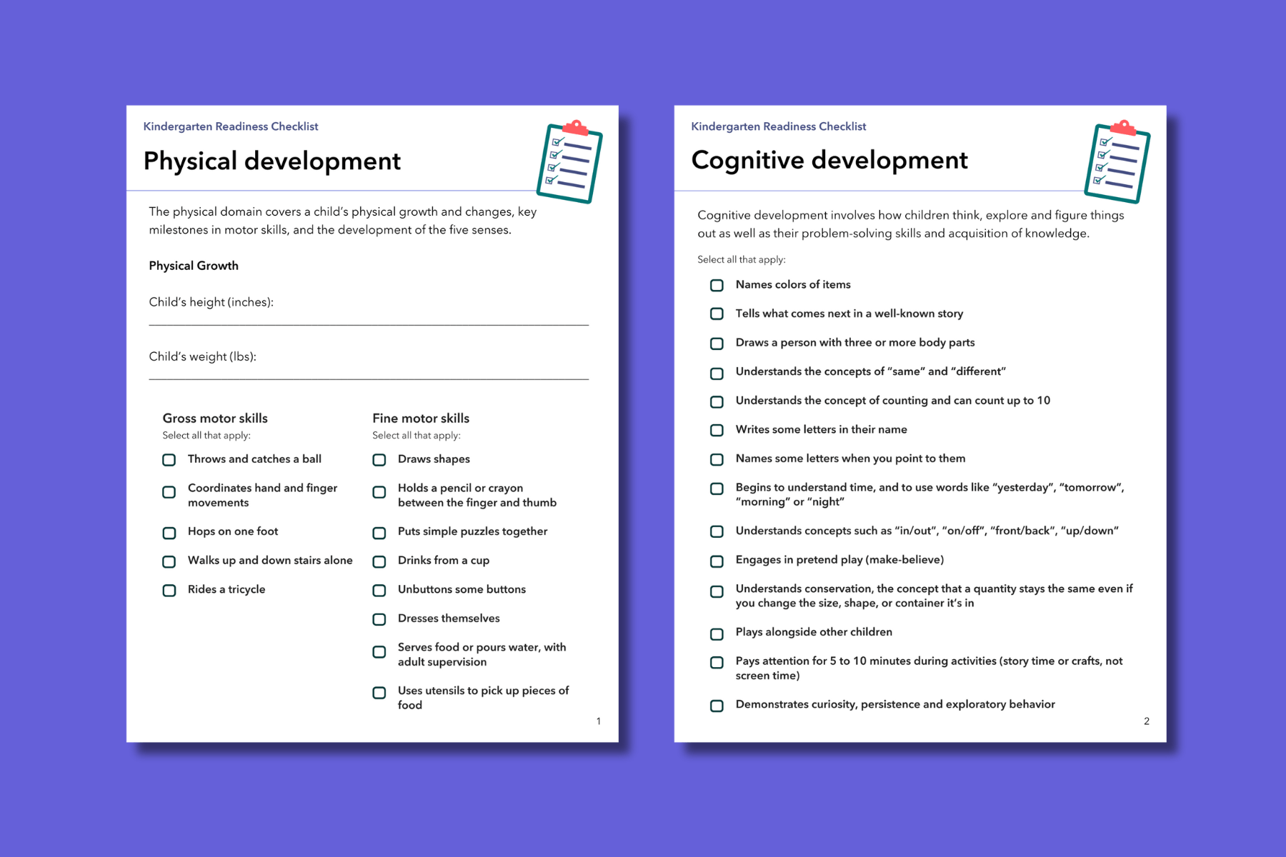 Kindergarten Readiness Checklist for Childcare Providers